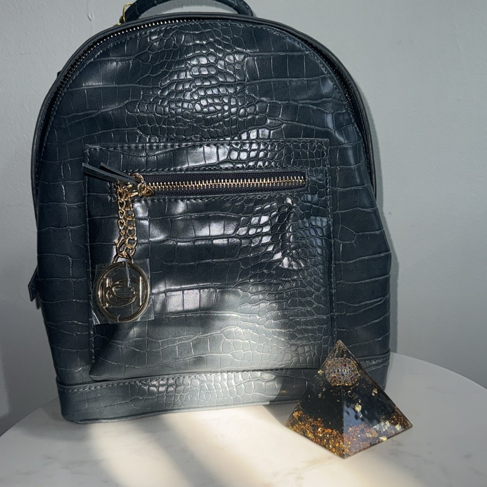 Nwt Bebe Mini Backpack. Rena Crocodile Grey. Gold Cha… - Gem
